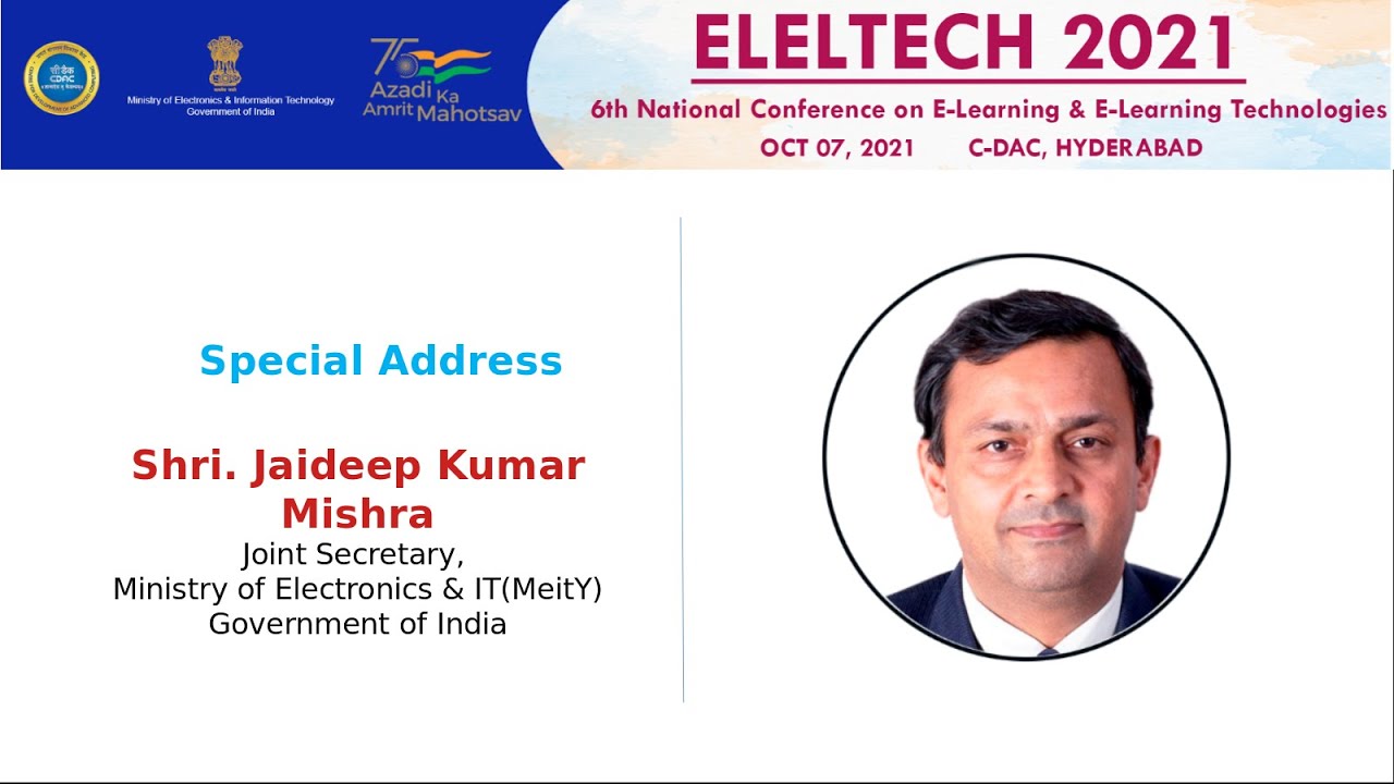 Special Address by Dr.Jaideep Kumar Mishra, Joint Secretary, MeitY - YouTube