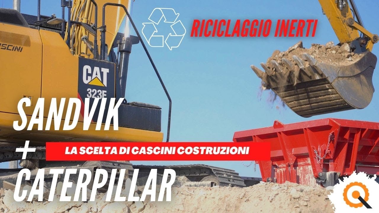 Frantoio e vaglio Sandvik + pala gommata Caterpillar 962M - YouTube