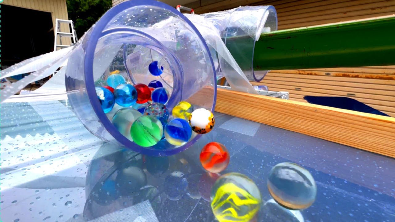 Water Marble Run ☆ PVC Pipe Tunnel Gun x Handmade Wooden Slider #9 ...