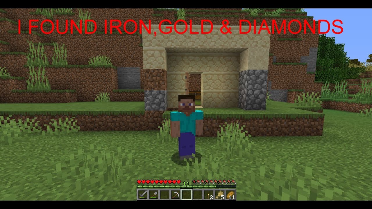 How to find diamonds , gold, iron & redstone in minecraft. gameplay #1 ...