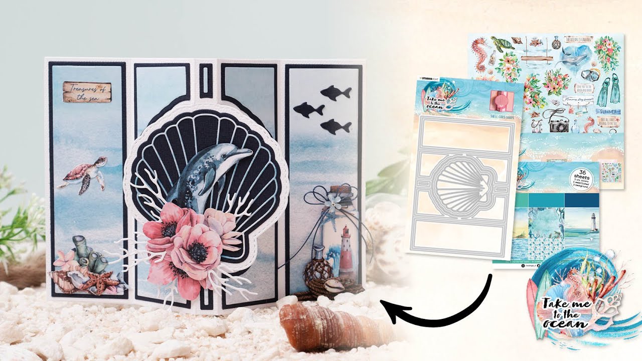 How to make a SHELL CARD - Inspiration video Take me to the ocean - YouTube