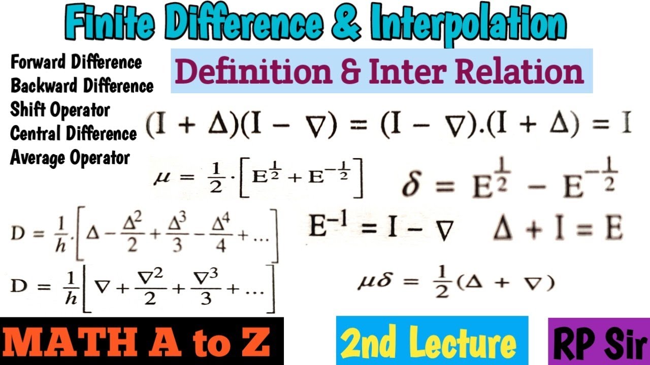 Forward, Backward, Shift, Central, Averaging Difference Operator and Inter Relation. - YouTube