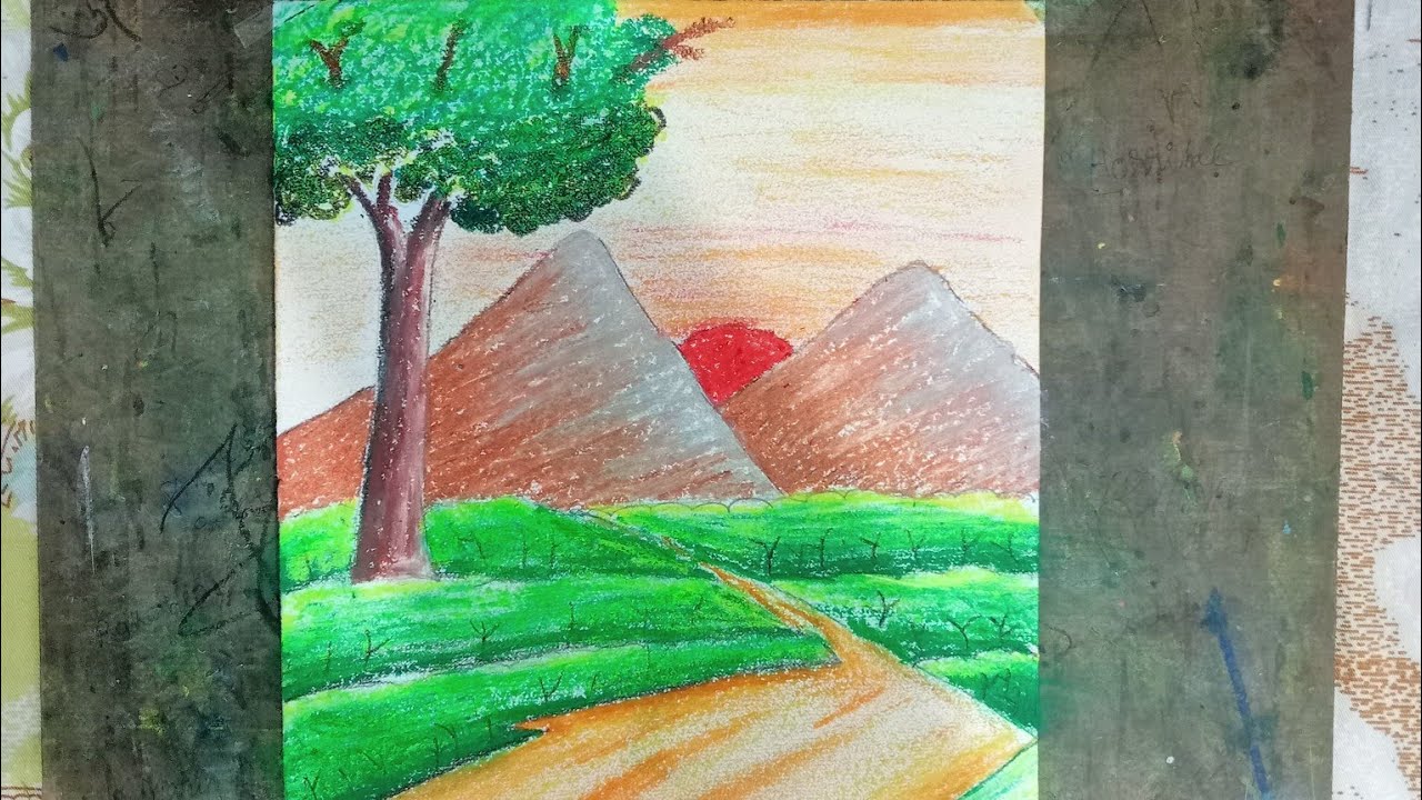 Easy Hill and road drawing || Sunset drawing. - YouTube