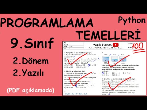 Programlama Temelleri 9. Sınıf 2. Dönem 2. Yazılı Test Soruları (PYTHON) (PDF açıklamada) 2022