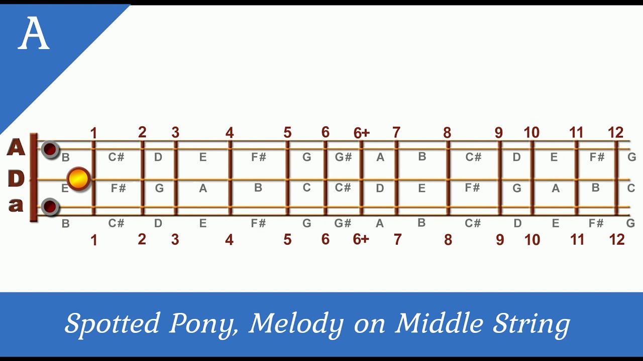 Spotted Pony, Baritone Dulcimer, A-D-a tuning, Part A, Middle String ...