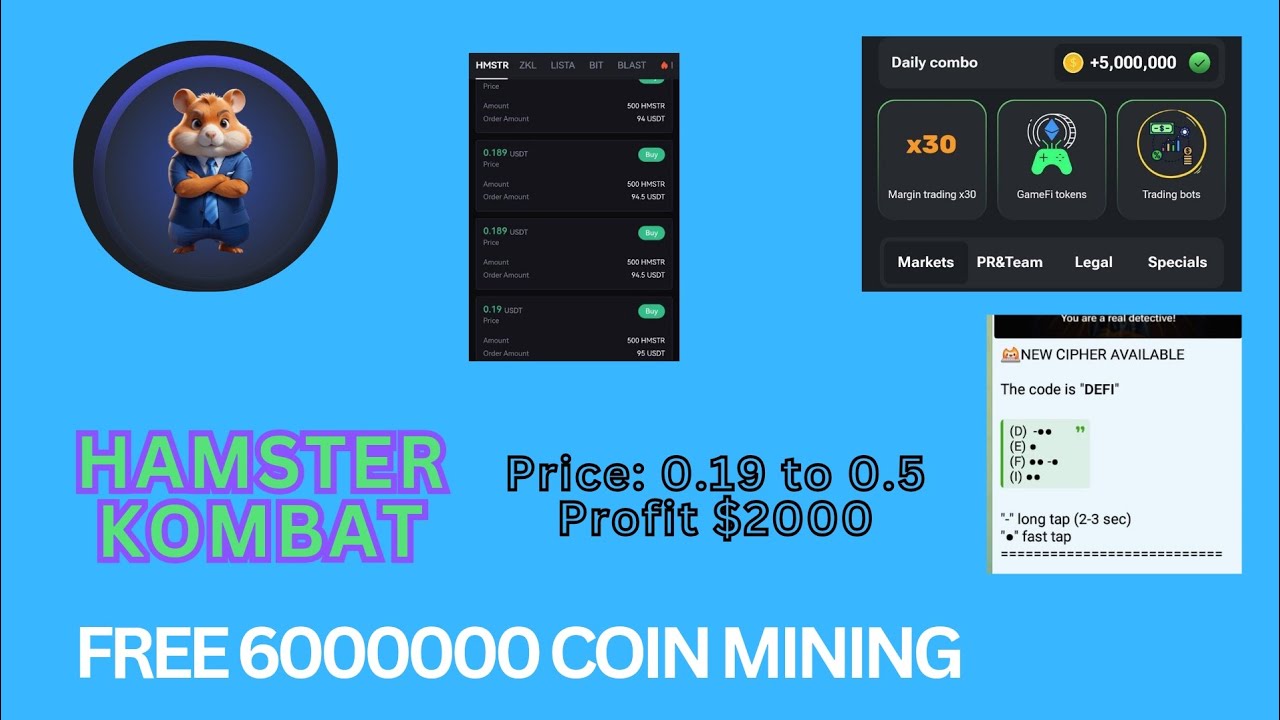 HAMSTER KOMBAT FREE 6 MILLION COIN MINING EVERY DAY || HAMSTER KOMBAT ...