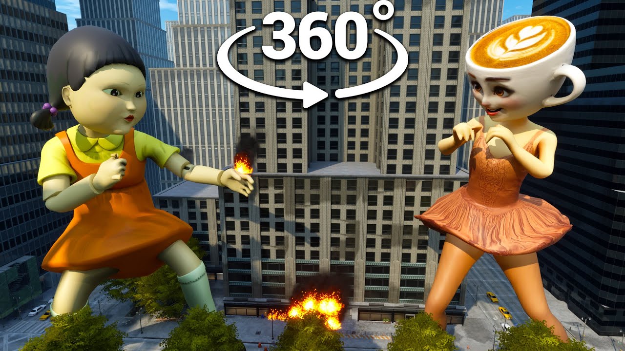 360° Squid Game 3 Doll VS Ballerina Cappuccina Fight |VR 8K - YouTube