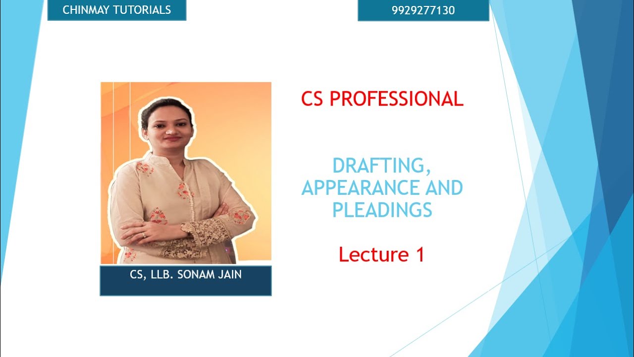 CS Professional Drafting, Appearances and pleadings | Lecture 1 - YouTube