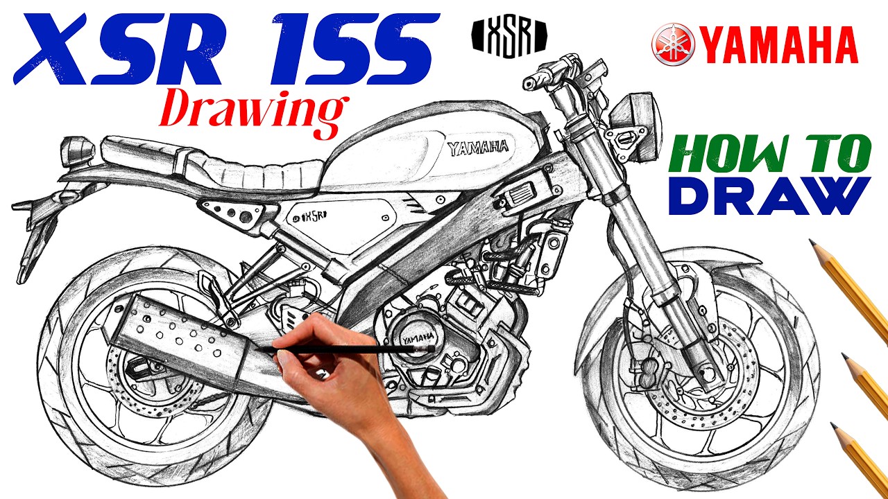 Yamaha XSR 155 Drawing // How to Draw Motorcycle - YouTube