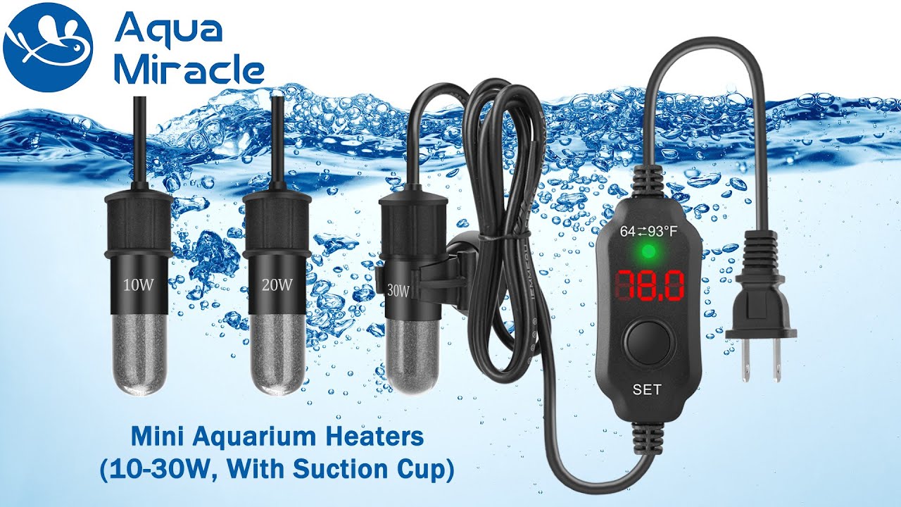 AquaMiracle Adjustable 10W/20W/30W Mini Aquarium Heater Submersible ...