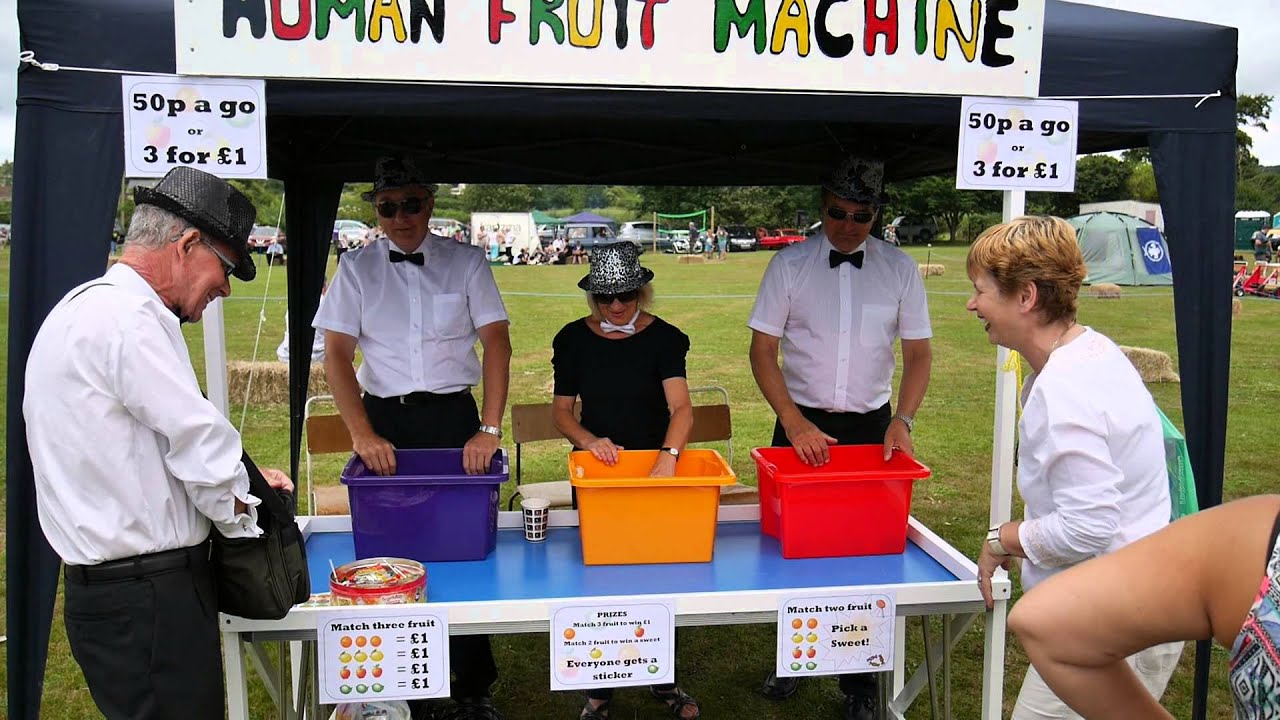Human Fruit Machine, Charmouth Summer Fayre 2014 - YouTube