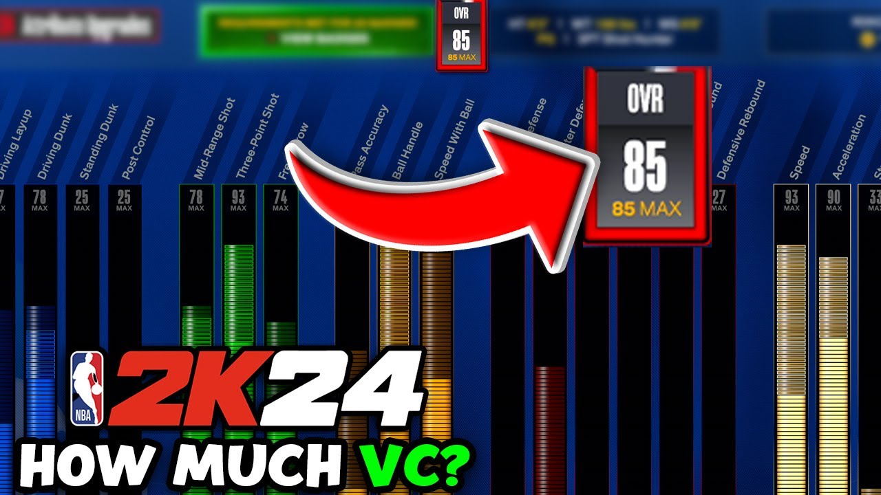How Much VC To Get To 85 Overall IN NBA 2K24? (XSX,PS5) - YouTube