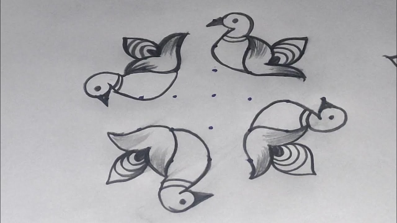 Amazing bird design |simple bird design @mamathacreativerangolidesigns ...