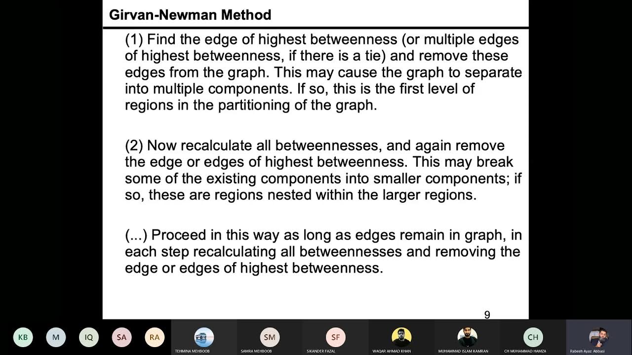Community Detection - 04 Girvan-Newman Method - Using Edge Betweenness - 02 - YouTube