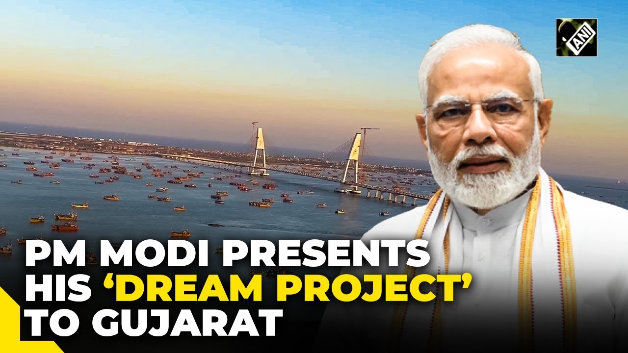 Enthralling ariel view of Sudarshan Setu, India’s longest cable-stayed ...