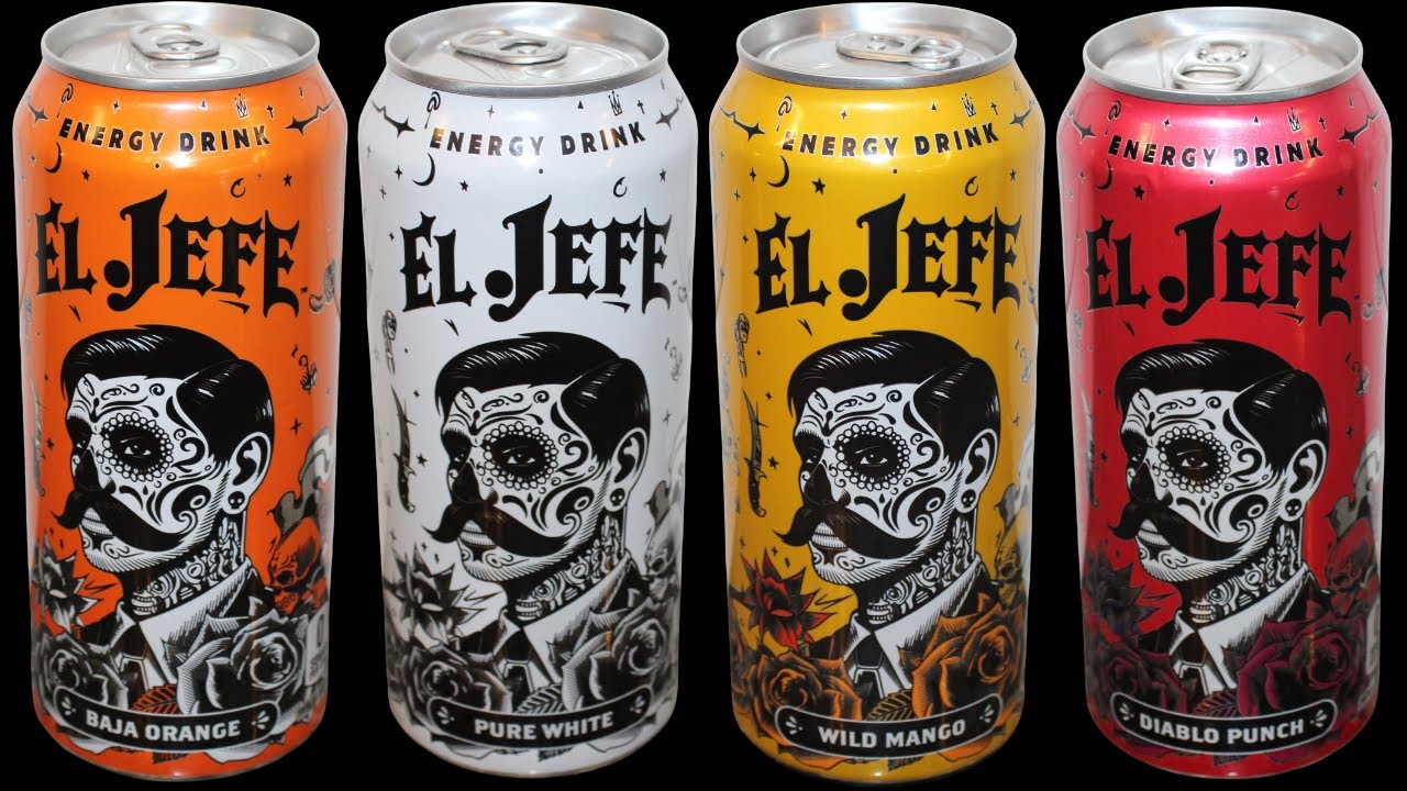 El. Jefe Energy Drink: Baja Orange, Pure White, Wild Mango & Diablo ...
