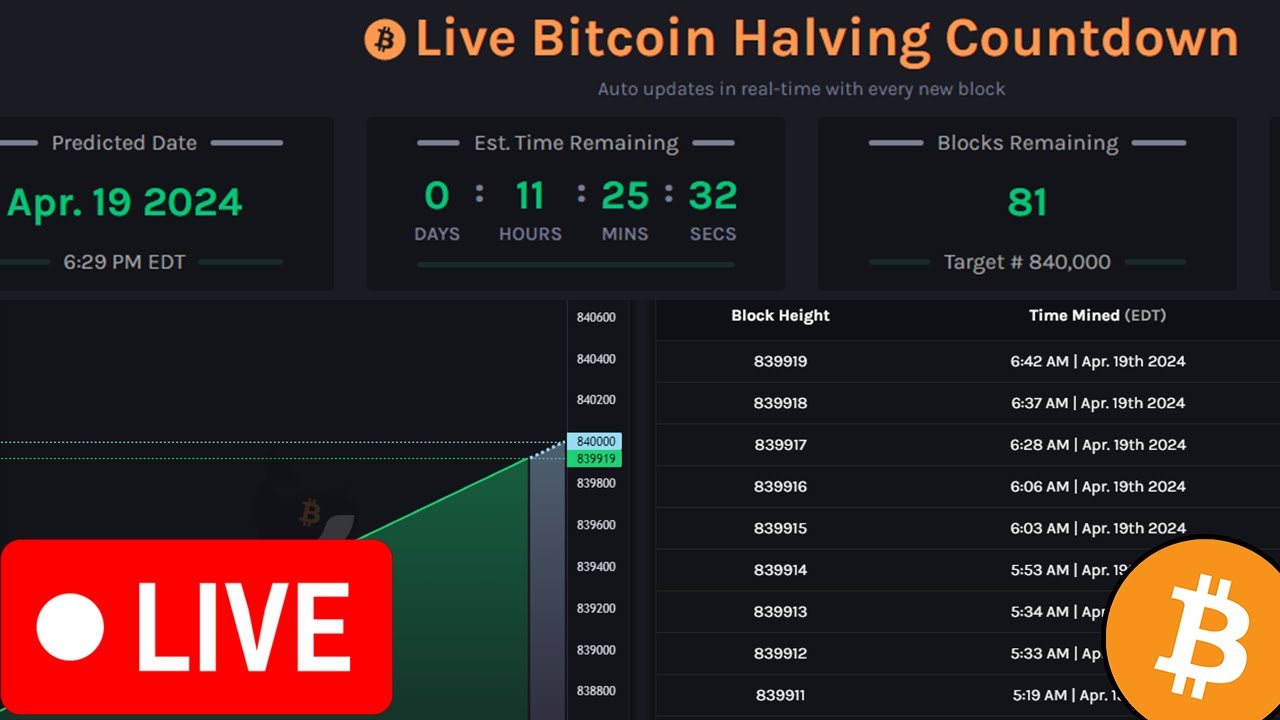 🚨Bitcoin Halving Countdown- Live Watch Party🔥 - YouTube