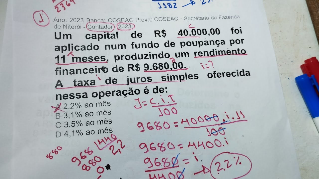 Matemática Financeira - Juros Simples - Capital e Juros - YouTube
