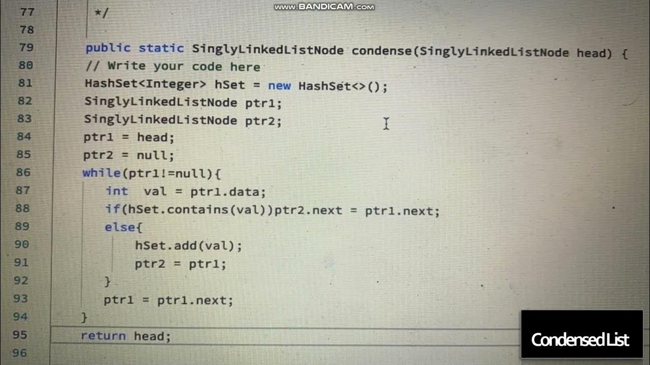 Condensed List HackerRank Code in Java. - YouTube