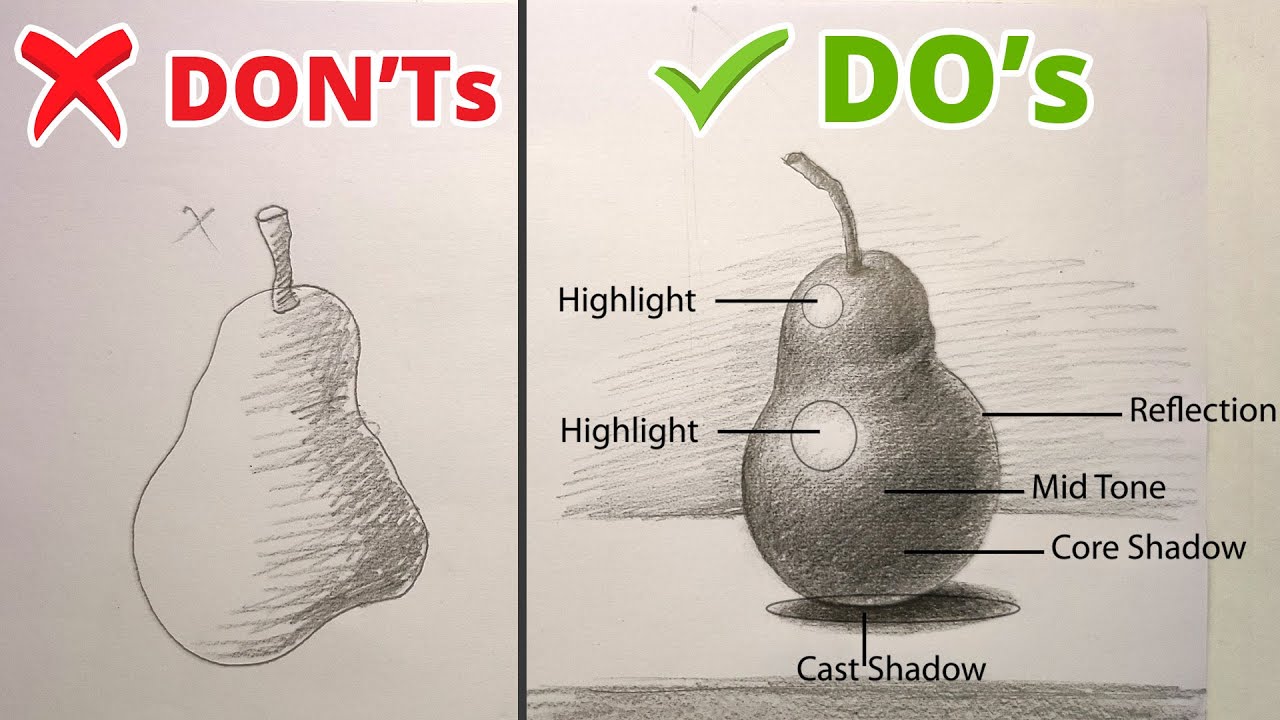 Don'ts & Do's ! How to Draw Realistic 3D Pear Fruit Drawing Easy Step ...