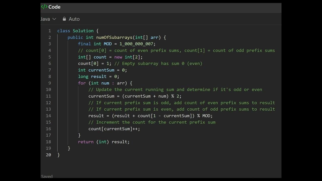1524 Number of Sub-arrays With Odd Sum - YouTube