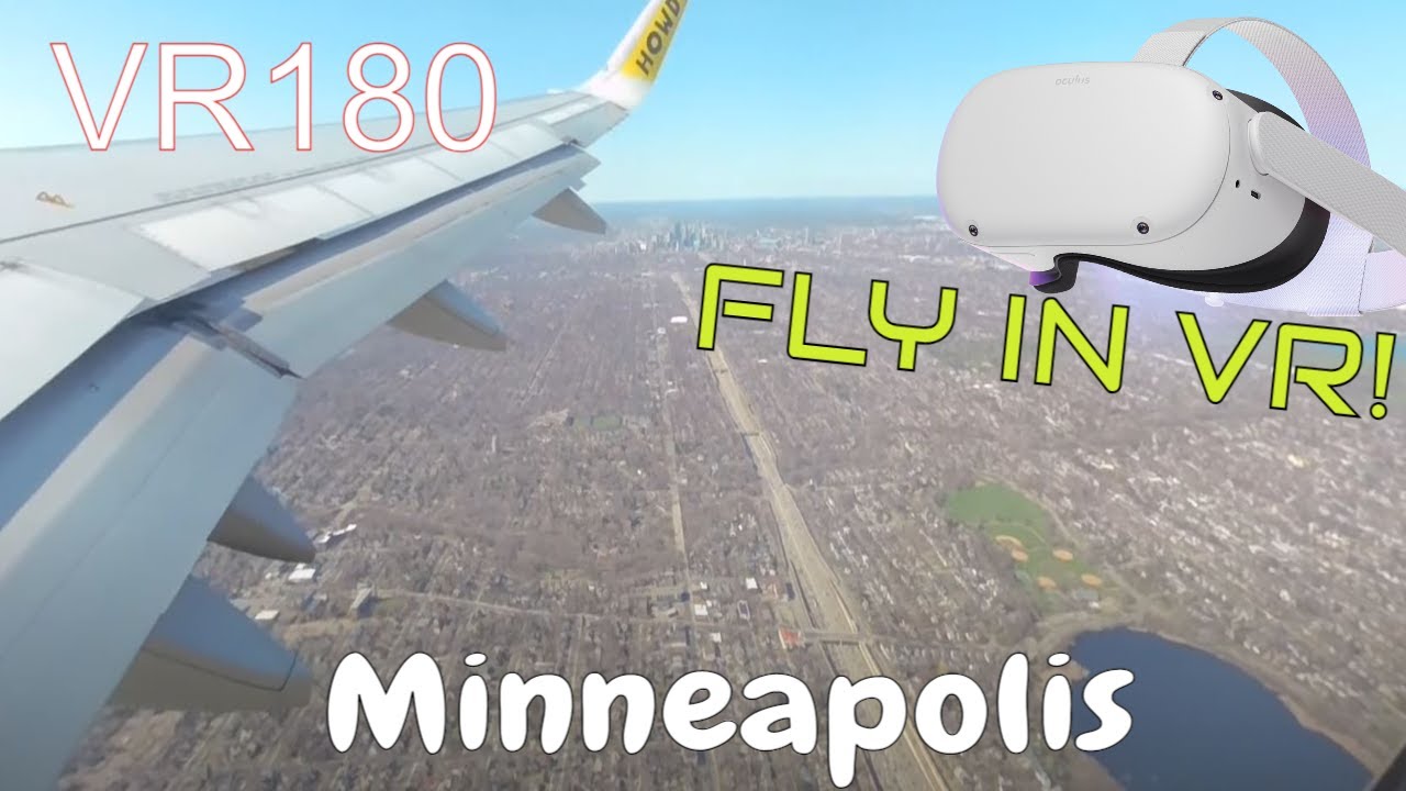 VR Plane Flying Therapy! BEAUTIFUL VR180 Take off From Minneapolis! 5 ...