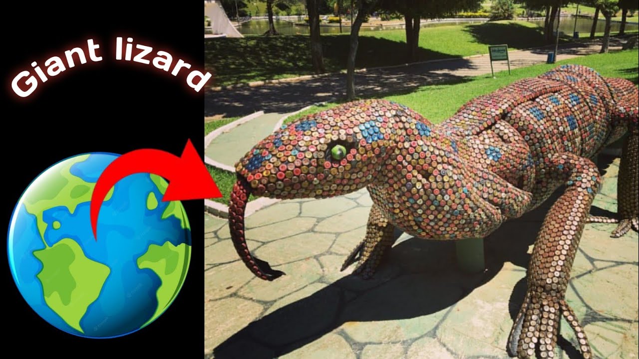 Giant lizard sculpture caught on google earth|funny street view caught ...