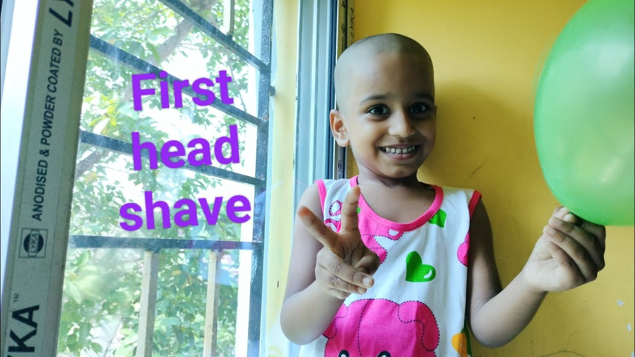 Three years old toddler's first head shave।Baby's bald head for the ...