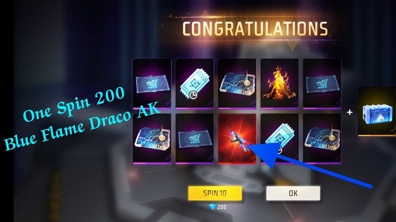 Blue Flame Draco AK skin in Free Fire: How to get one spin #freefire # ...