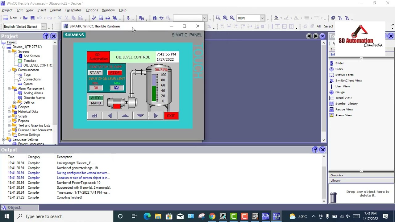 Oil Level Control using PLC S7 300 Analog input and Ultrosic Sensor ...