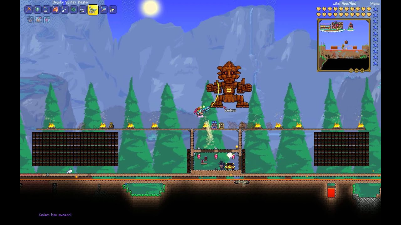 Terraria 1.3 Vortex Beater VS. Golem! - YouTube