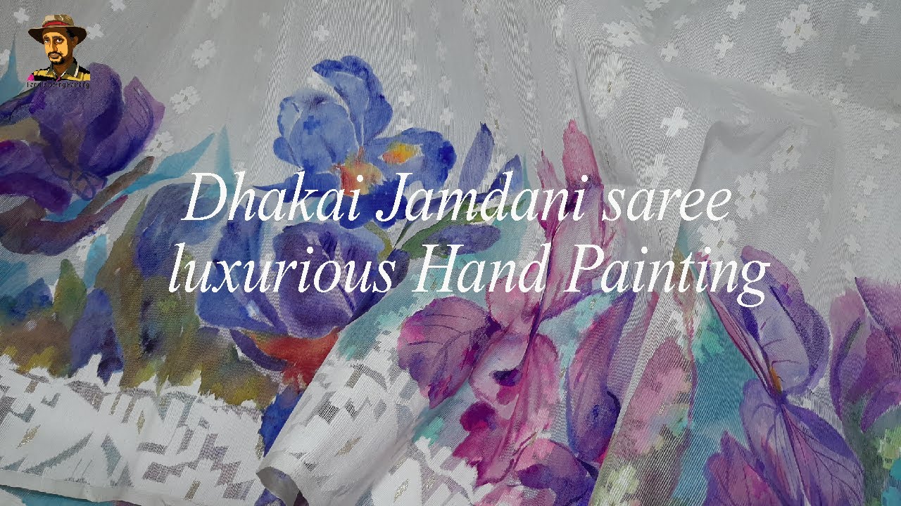 Dhakai Jamdani saree luxurious Hand Painting || Dhakai Jamdani fabric ...