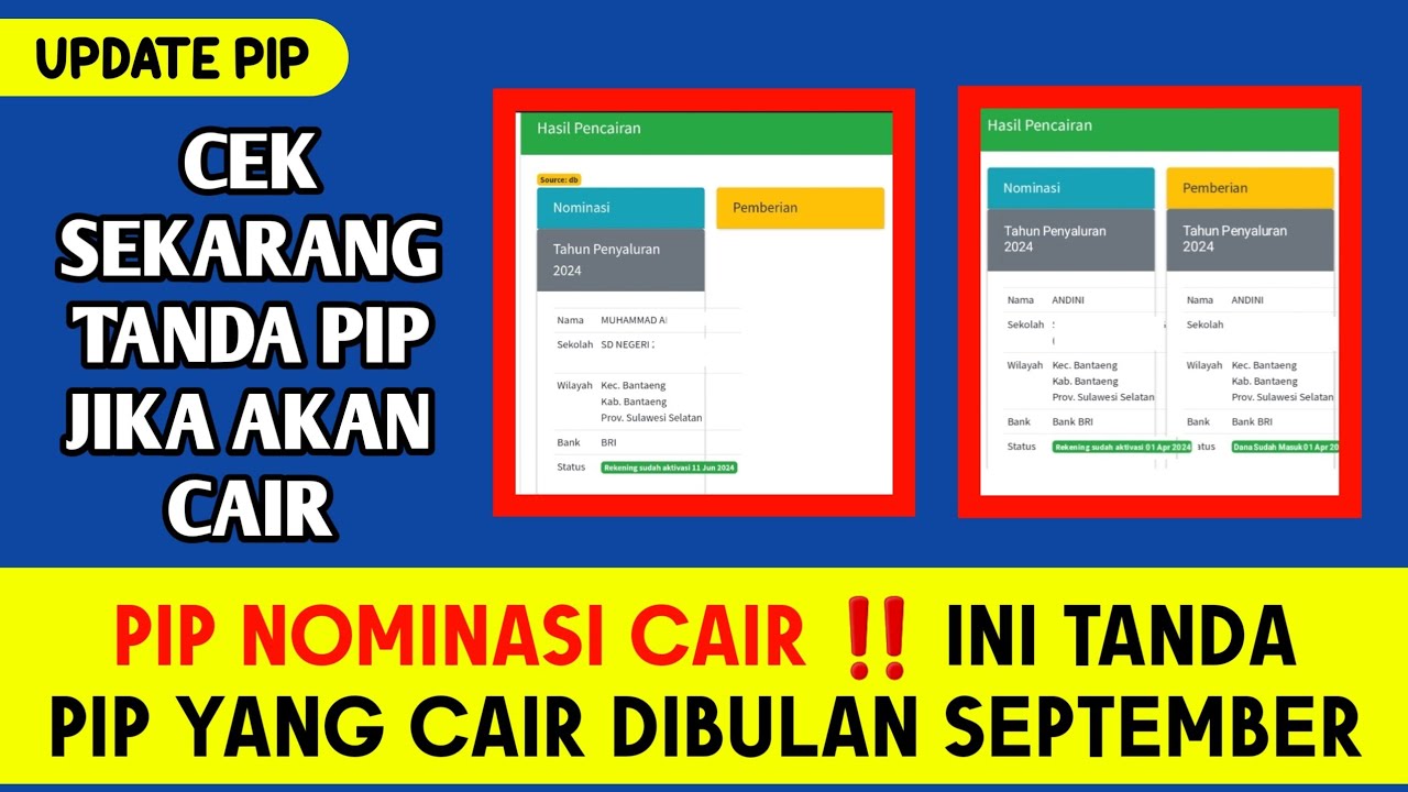 PIP NOMINASI CAIR || INI TANDA PIP CAIR DI BULAN SEPTEMBER 2024 - YouTube