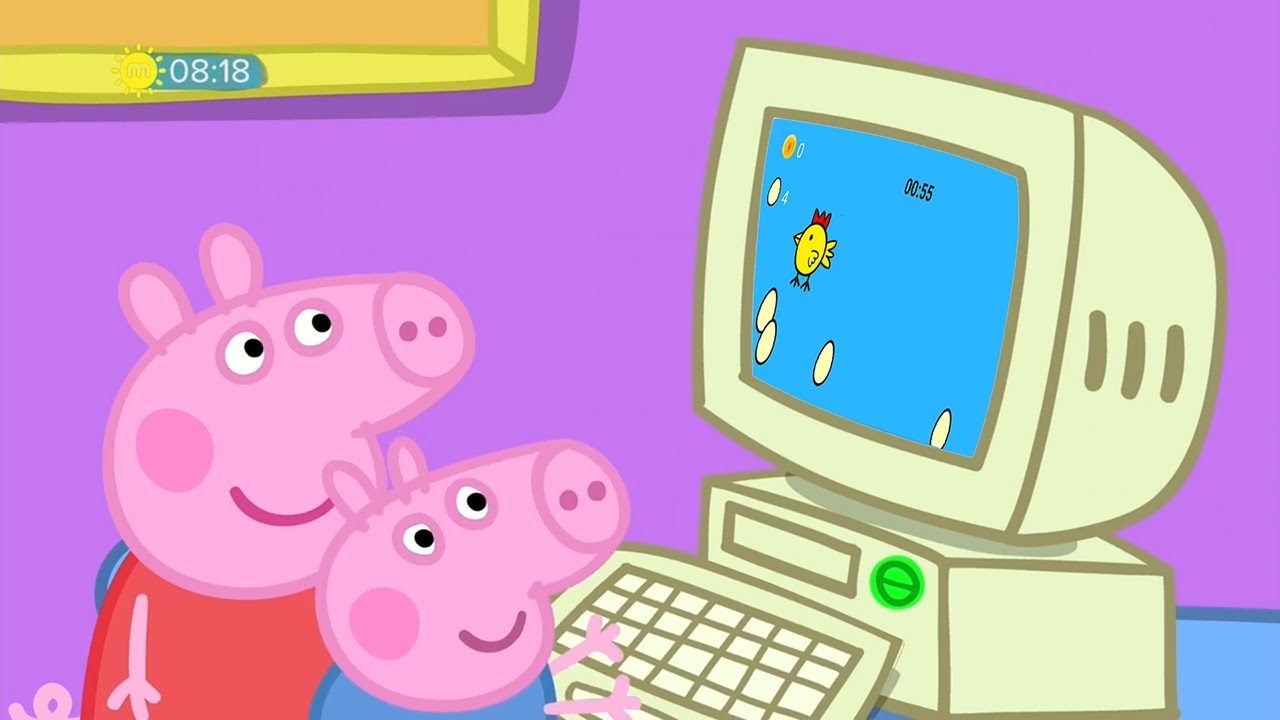 Peppa Pig Wants to Play Happy Mrs Chicken Game on the Computer - YouTube