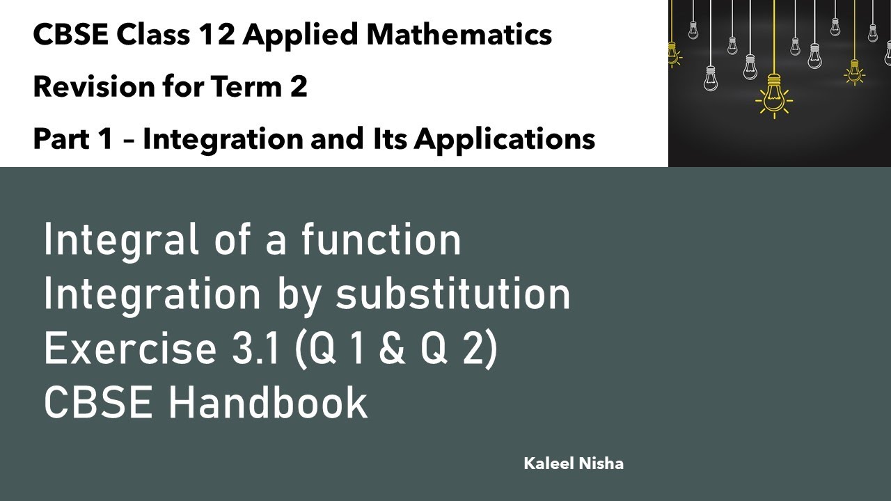 Integrals | Part 1| Ex 3.1| CBSE Handbook |Class 12 Applied Maths in ...