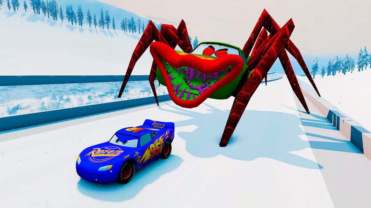 Crazy Lightning McQueen Spider Eater VS Lightning McQueen | Escape From ...