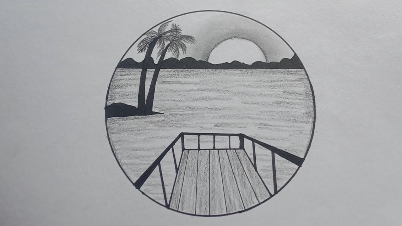 How to draw easy sea beach || Easy Drawing by Aysha - YouTube