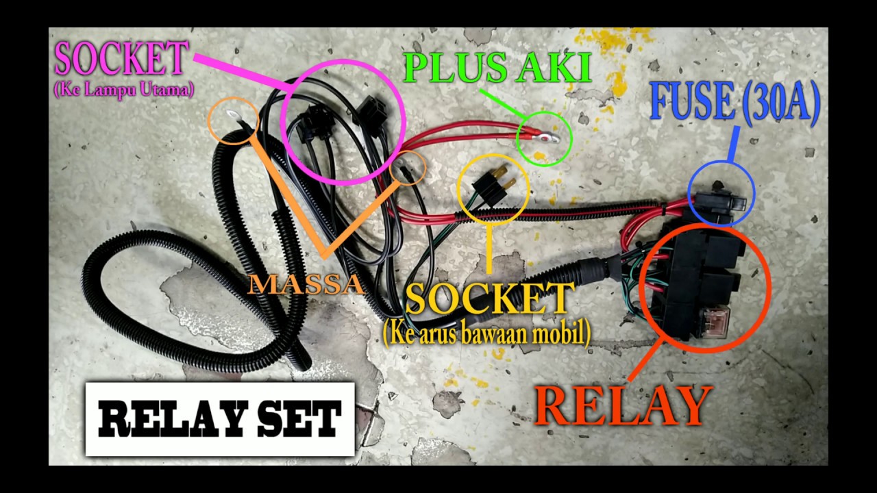 Cara pasang relay set pada mobil - YouTube