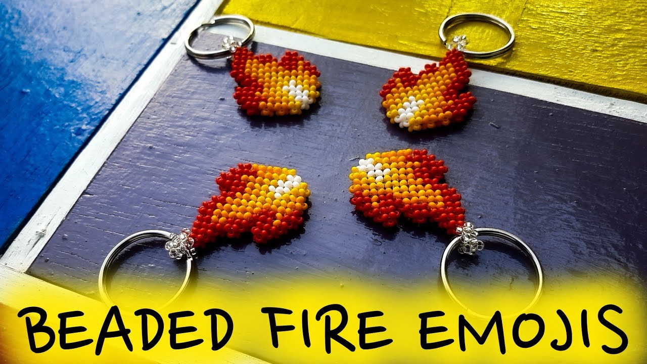 Bold Fire Emoji 🔥 3D Beaded Keychain | RAW Beading Technique - YouTube