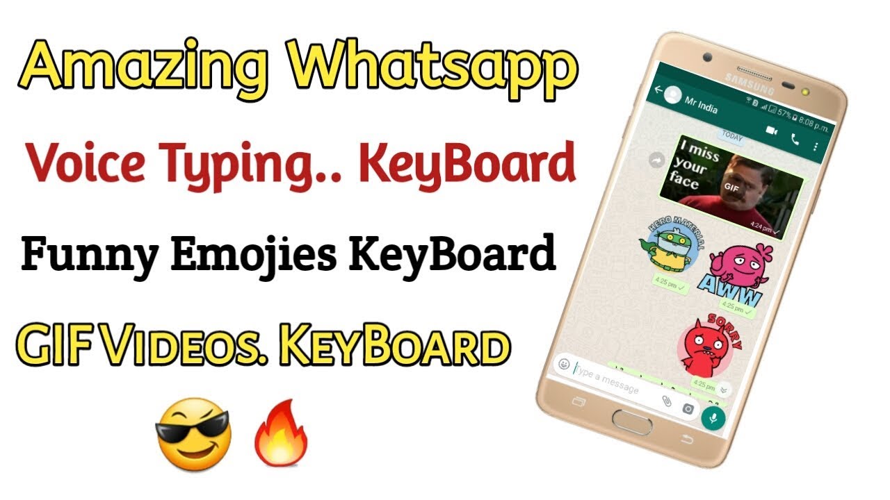 Amazing Whatsapp Voice Typing KeyBoard 🔥 | Whatsapp GIF Videos KeyBoard ...