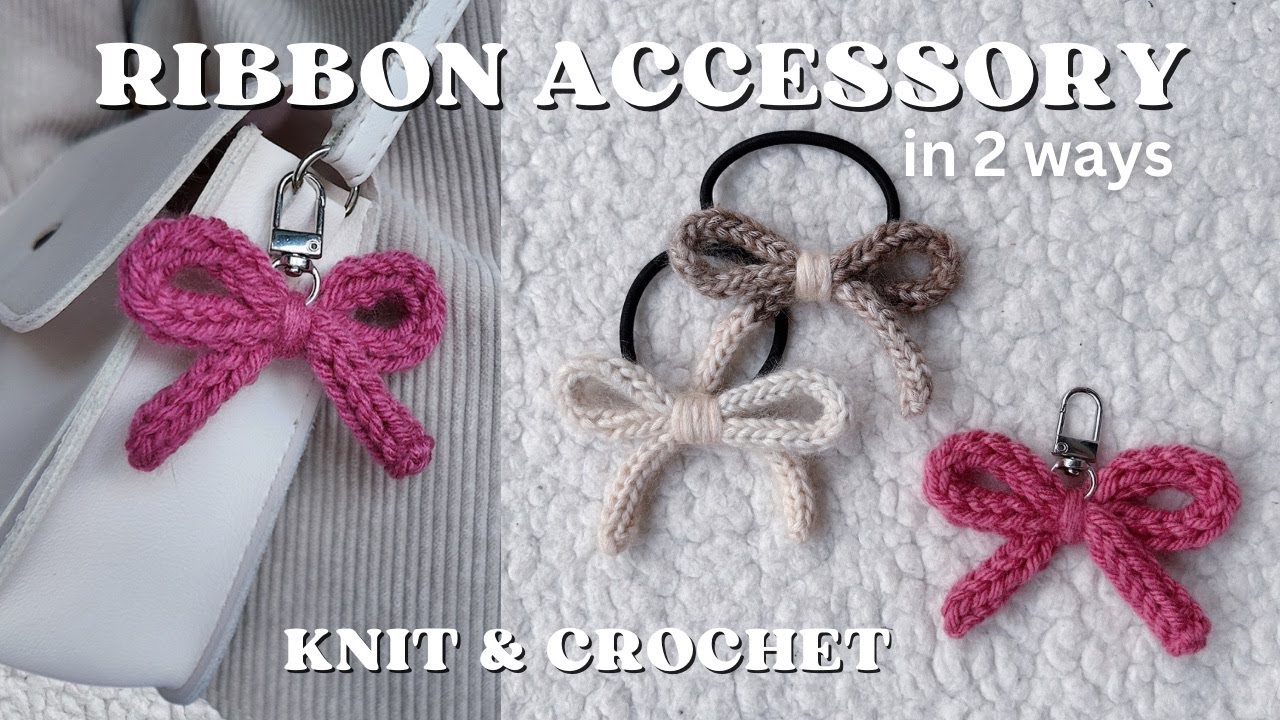 How to Crochet OR Knit a cute Ribbon Accessory Tutorial 🎀 - YouTube