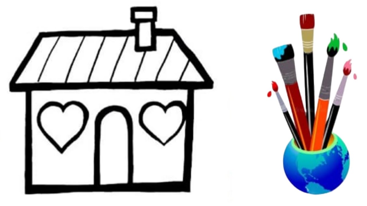 how to draw quite house drawing for kids|easy drawing|basic painting ...