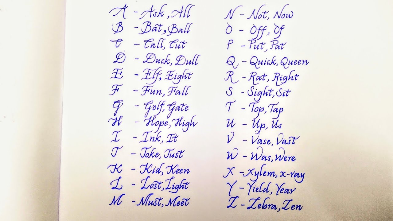 Neat Handwriting|A to Z Words|Words and Spelling |Beautiful Handwriting ...
