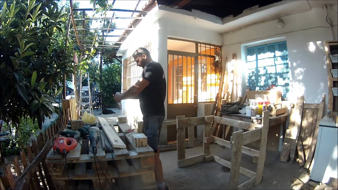 Pallet Reworks Γραφειο απο παλετα - YouTube