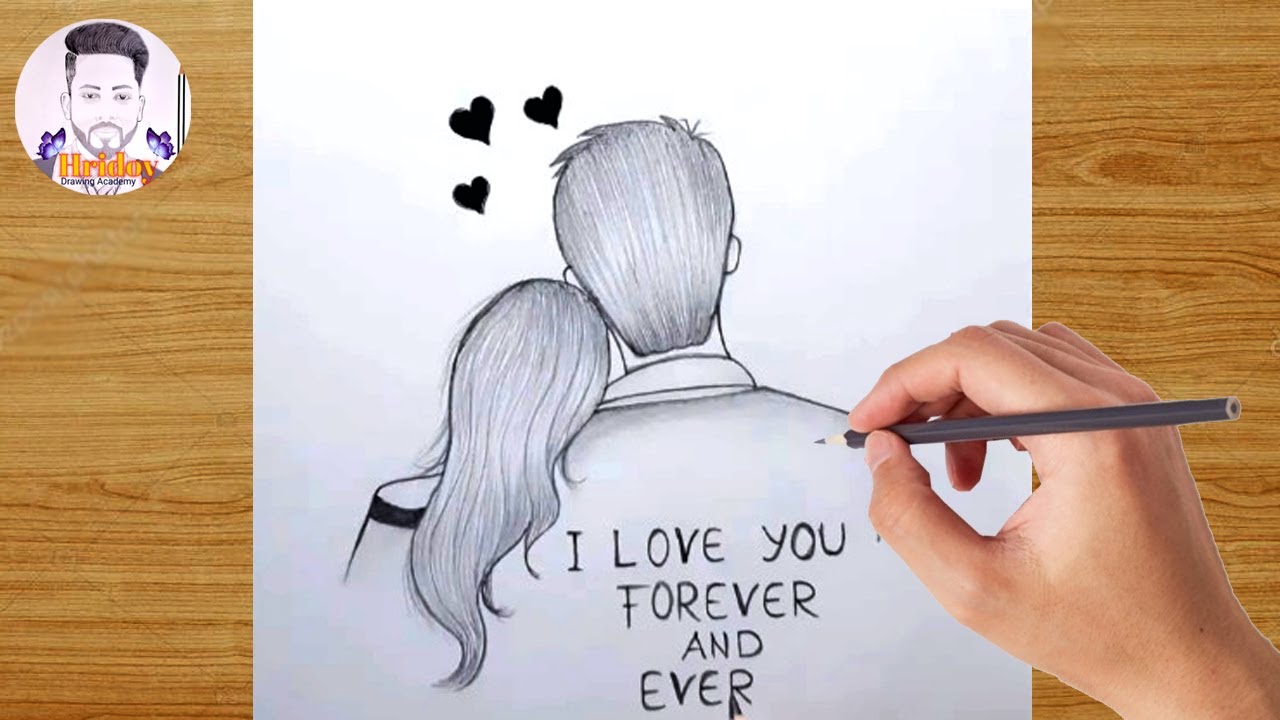 Valentine Couple drawing very easy Drawing young loving couple How to ...