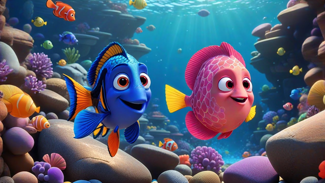 Two Little Fish Learn Over and Under | Fun Kids Song | Nursery Rhymes ...