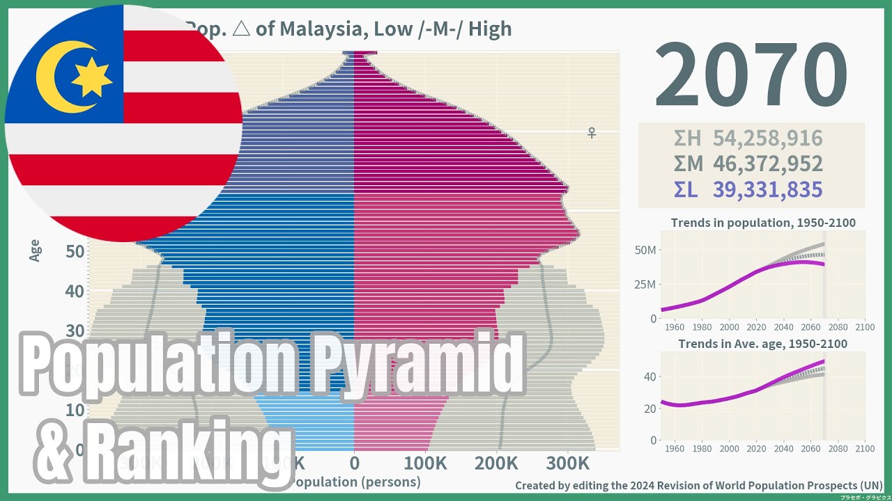 [🇲🇾Malaysia] Population Pyramid & Ranking (1950-2100) #wpp2024 - YouTube