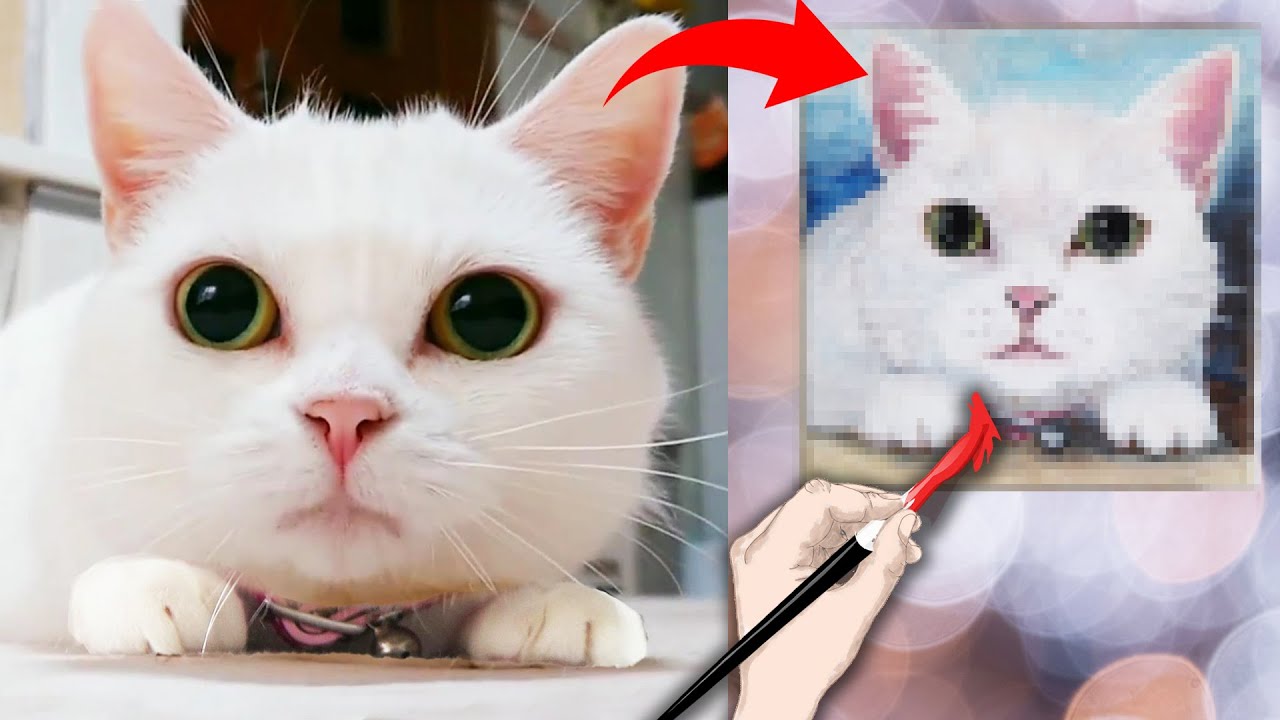 第2弾！素人が猫のアクリル画を描いてみた！ Drawing an acrylic picture of short-legged cat ...