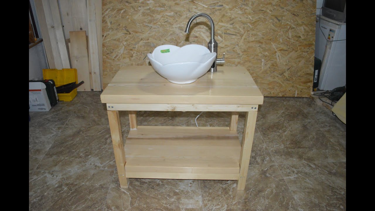 DIY Built-in bathroom sink with table and faucet - YouTube