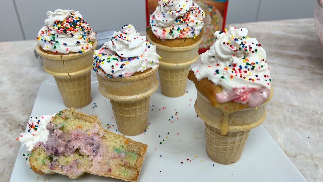 Poke Cake Ice Cream Cone - YouTube